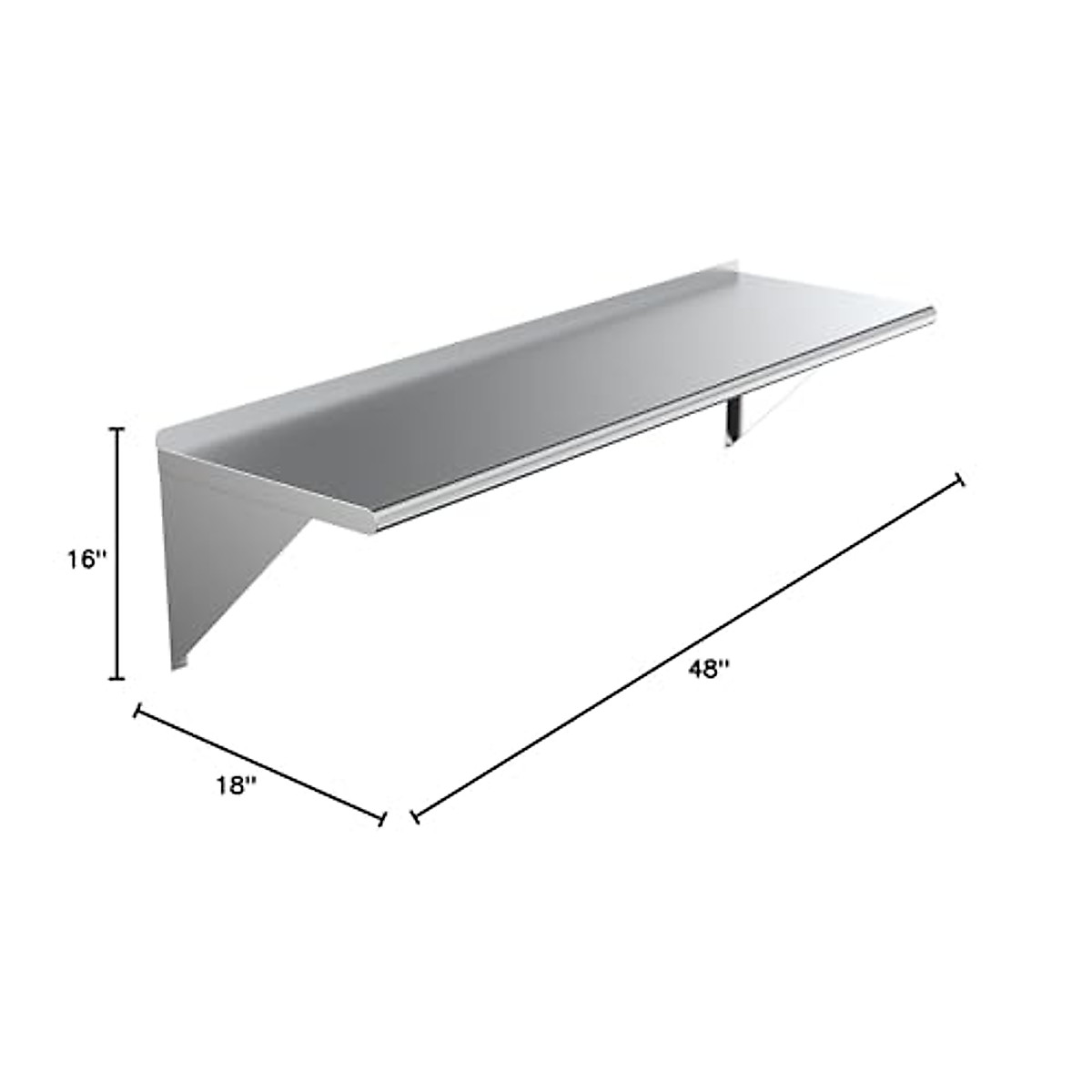 KPS Heavy Duty Stainless Steel Wall Mount Shelf 18 x 48 - NSF