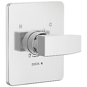 Delta Faucet Modern Shower Valve Trim Kit for Delta Shower Faucets, Delta Shower Handle Replacement, Shower Faucet Handle, Chrome T14067-PP (Valve Not Included)