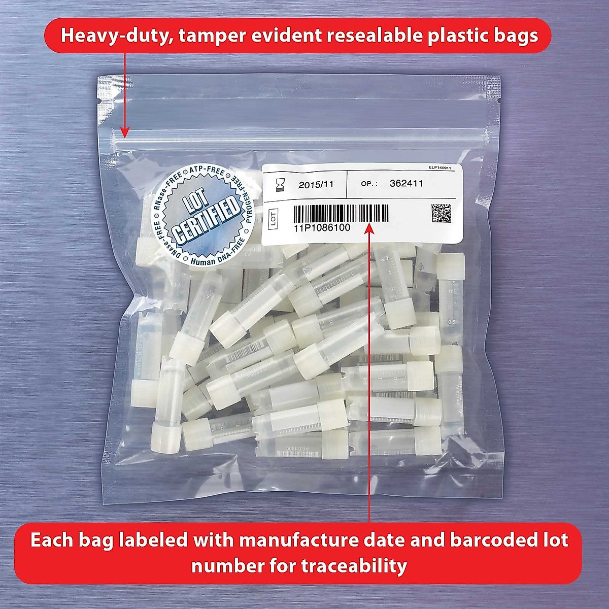 Globe Scientific CryoClear 3015-50 Polypropylene Barcoded Cryogenic Vial, 5mL Capacity, Sterile, External Threads, Attached Screwcap with Molded O-Ring, Round Bottom, Self-Standing (Case of 50)