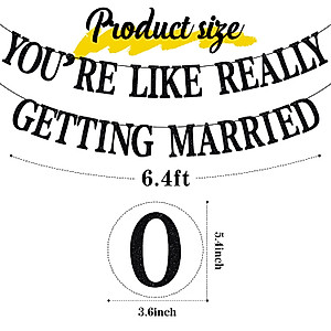 You're Like Really Getting Married Banner, Just Married, Bride/Groom to Be, Engagement, Wedding Party Decoraitons (Black)