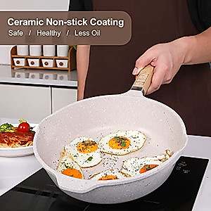 Pots and Pans Set - Nonstick Kitchen Cookware + Bakeware Set Granite Kitchenware Set, Induction Cookware Sets with Frying Pan Stockpot Saucepan Basket Cookie Sheet and Baking Pans for Cooking Gift