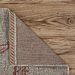 LR Home Captiva Sunset Cay Indoor/Outdoor Area Rug, 5' x 7', Coral/Beige