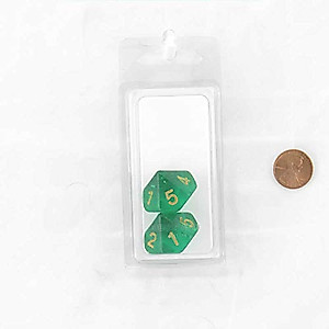 Emerald Countdown Dice with Gold Colored Numbers D10 20mm (25/32 inch) Set of 2 Wondertrail