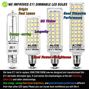 E11 Led Bulbs 120V 100W Halogen Candelabra Bulbs Equiva Dimmable,T3 T4 Mini Base JDE11 Bulb,6000K Daylight Cool White 10W 1000LM E11 for Chandeliers,Candelabra,Ceiling Fan ,Cabinet Lighting,5Pack