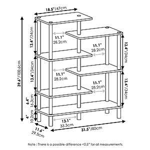 Furinno Turn-N-Tube 6-Tier Accent Display Rack, French Oak Grey/Black Turn-N-Tube 5-Tier Multipurpose Shelf, French Oak Grey/Black