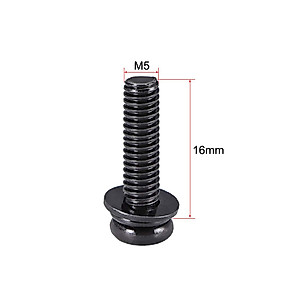 uxcell M5 x 16mm Carbon Steel Phillips Pan Head Machine Screws Bolts Combine with Spring Washer and Plain Washers 20pcs