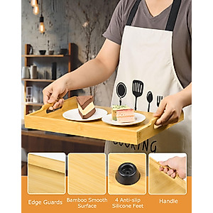 Bulado Bamboo Cutting Board, Compatible with Ninja Foodi SP101 SP201 SP301 Air Fryer, Heat Resistant Silicone Feet, for Countertop Convection Toaster Oven, Creates Storage Space, Protects Cabinets