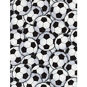 Timeless Treasures Fabrics Score! Sports White Packed Soccer Balls