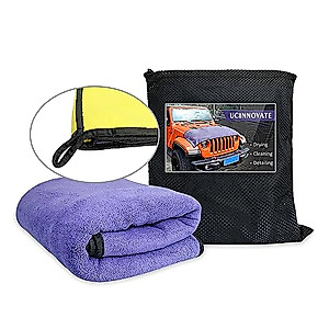 UCINNOVATE 1 Pack Car Drying Towel Extra Large, 63 x 23 Inch, Car SUV Truck Boat Drying with Mesh Pouch, 5X Water-Absorption, Lint and Scratch-Free, for Car Detailing Cleaning