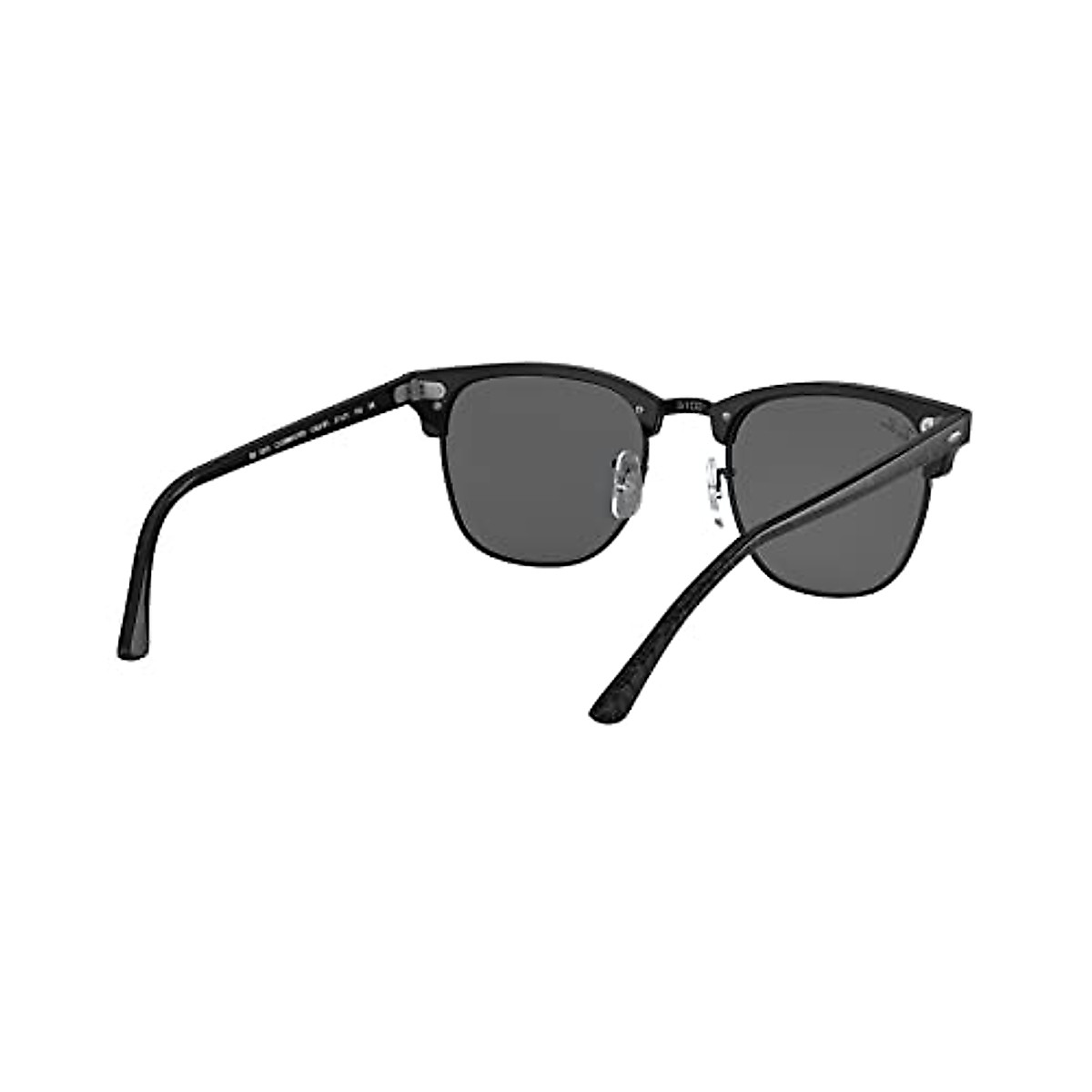 Ray-Ban RB3016 Clubmaster Square Sunglasses, Wrinkled Black On Black/Dark Grey, 49 mm