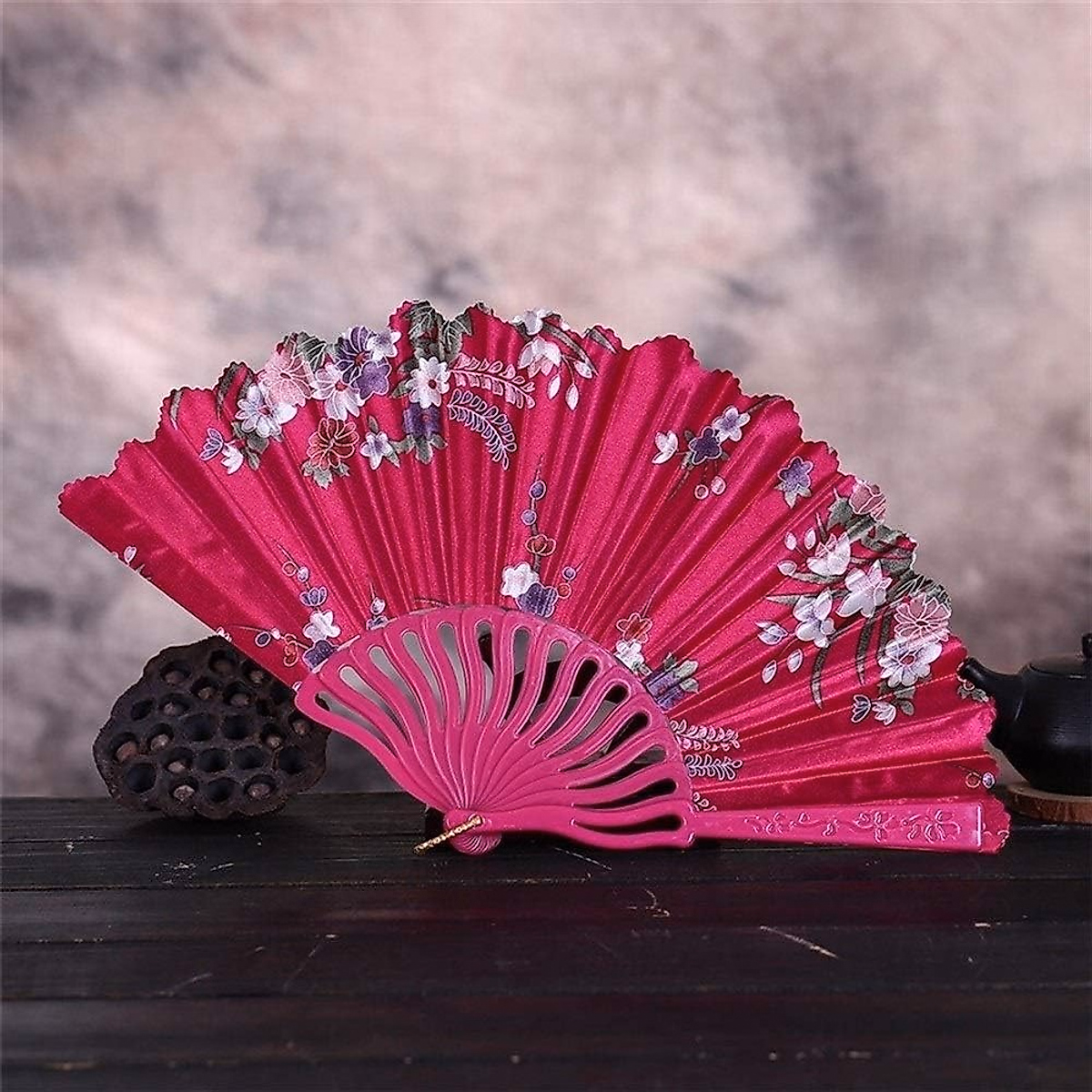 Hand Fan Folding Fan,Hand-held Fan,Wedding Folding Fan Chinese Style Dance Wedding Party Lace Silk Folding Hand Flower Fan Fans Hand Paper Folding Props Vintage Style