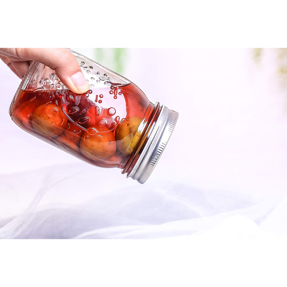 Hovico Mason Jars 17 oz With Regular Lids and Bands, Ideal for Jam,Dishwasher Safe Mason Jar for Fermenting, Kombucha, Kefir, Storing and Canning Uses, Clear- Set of 4