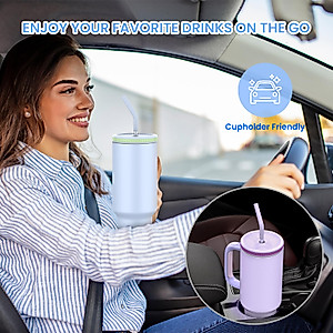 Zukro 40 oz Triple Insulated Tumbler with Handle and Straw Lid - Stainless Steel Cup Travel Mug Fits in Cupholder - No Sweat Water Bottle Keeps Drinks Cold 30 Hours - Dishwasher Safe -Fog