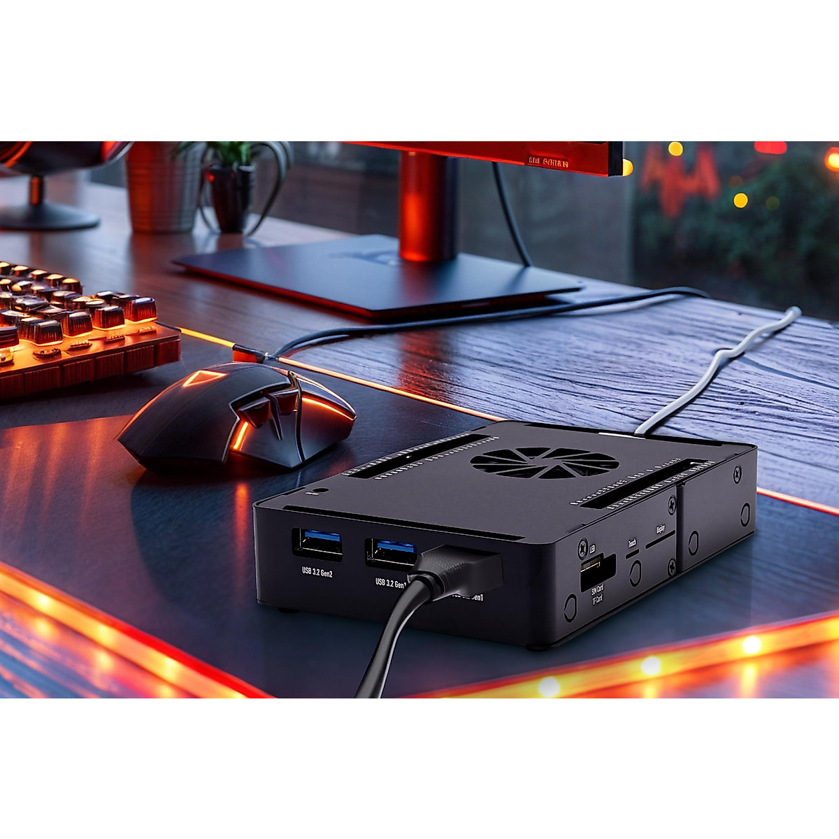 KKSB LattePanda 3 Delta Case | Black Aluminum LattePanda 3 Delta Enclosure | Supports 8 SMA Antennas