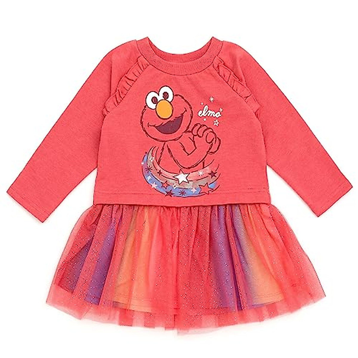 Sesame Street Elmo Infant Baby Girls French Terry Dress Red 24 Months