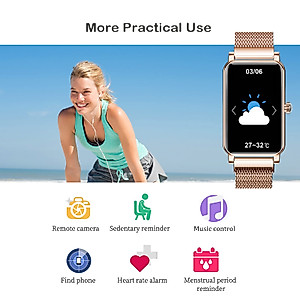 MBHB Exqusite Lady's Smart Watch, Health Monitor with Heart Rate Blood Pressure Sleep Monitor, HD Touch Screen Fitness Tracker for Women, Gold