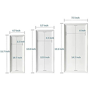 Sweese 706.101 White Serving Platters for Entertaining - Rectangle Porcelain Serving Plates - Excellent as Trays for Serving Food, Fruit, Appetizers in the Paty - Set of 3