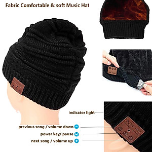 Wireless Beanie Hat V5.0 Beanie Headset Music Hat Wireless Stereo Headphones Built-in Speaker Winter Cap Knit Hat Stocking Stuffer Gifts for Men Women Boys Girls (A)