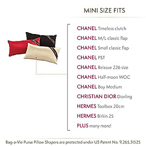 Bag-a-Vie Handbag Shaper Pillow – Luxury Handbag Shaper & Purse Shapers - [Mini] 9” x 4.5” - Fits Flap Bags and Shoulder Bags - Champagne