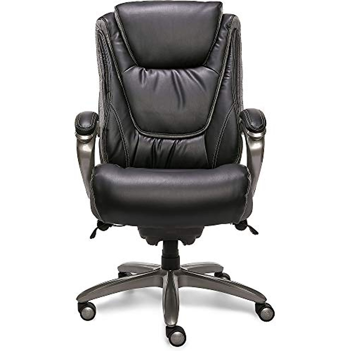 Serta Big and Tall Smart Executive Office ComfortCoils, Ergonomic Computer Chair with Layered Body Pillows, Big & Tall, Adjustable Height, Faux Leather, Black and Gray