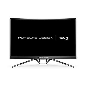 Porsche Design Agon PD27 27" Gaming Monitor, 1000R Curved QHD (2560x1440), 240Hz 0.5ms, DisplayHDR 400, Light FX, Quick Switch Keypad, Low Input Lag, Height-Adjust, 4Yr Re-Spawned, Black