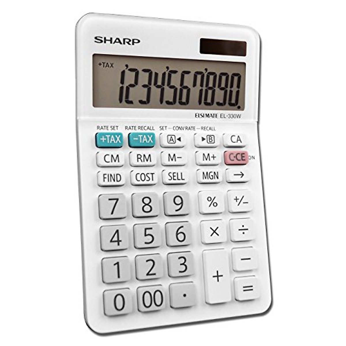 Sharp EL-330WB Standard Function Basic Desktop Calculator, Large Display, For Home and Office, Dual Power, Solar and Battery