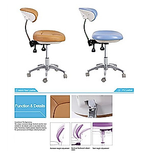 Deluxe Dental Mobile Chair Doctor's Stool with Backrest Micro Fiber Leather 6001