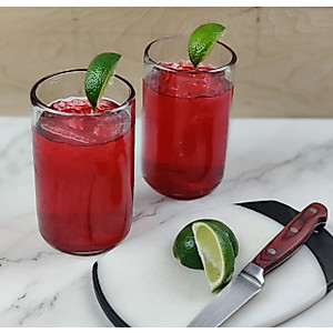 Dos Sueños Hand Blown Mexican Drinking Glasses – Set of 6 Natural Clear Glasses (14 oz each)