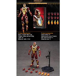 KUOMISUL 7 Inch Ironmɑn MK17 Action Figure,Exquisite Painting Collectible Toy with Lots of Accessories (1/10 Scale)