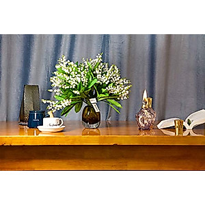 Artificial White Faux Flowers Floral Stems Plant Picks Berry Blossom Tall Fall Plant Outdoor Floral Arrangement Decoration Crafts Home Decor Holiday Wedding Parties 8Packs(Lily Of Valley White Flower)