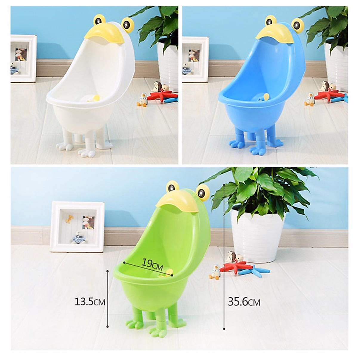 Toyvian Children Boys Potty Toilet Training Urinal with Suction Cup Bathroom Accessories (Blue)