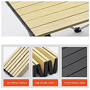 MASNLYE Camping Table Portable Foldable Wood Grain Table for Outdoor Picnic Barbecue Tours Ultralight Folding Table Dining Desk for Fish