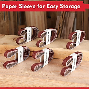 WORKPRO 24 Pack 1/2 x 18 Inch Sanding Belts, Aluminum Oxide Abrasive Belts, 4 Each of 40/60/80/120/180/240 Grits, Belt Sander Tool for Woodworking, Metal Polishing, Red