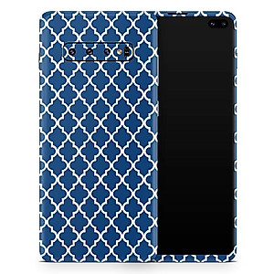 DesignSkinz Navy & White Seamless Morocan Pattern Protective Vinyl Decal Wrap Skin Cover Compatible with The Samsung Galaxy S20 (Screen Trim & Back Glass Skin)