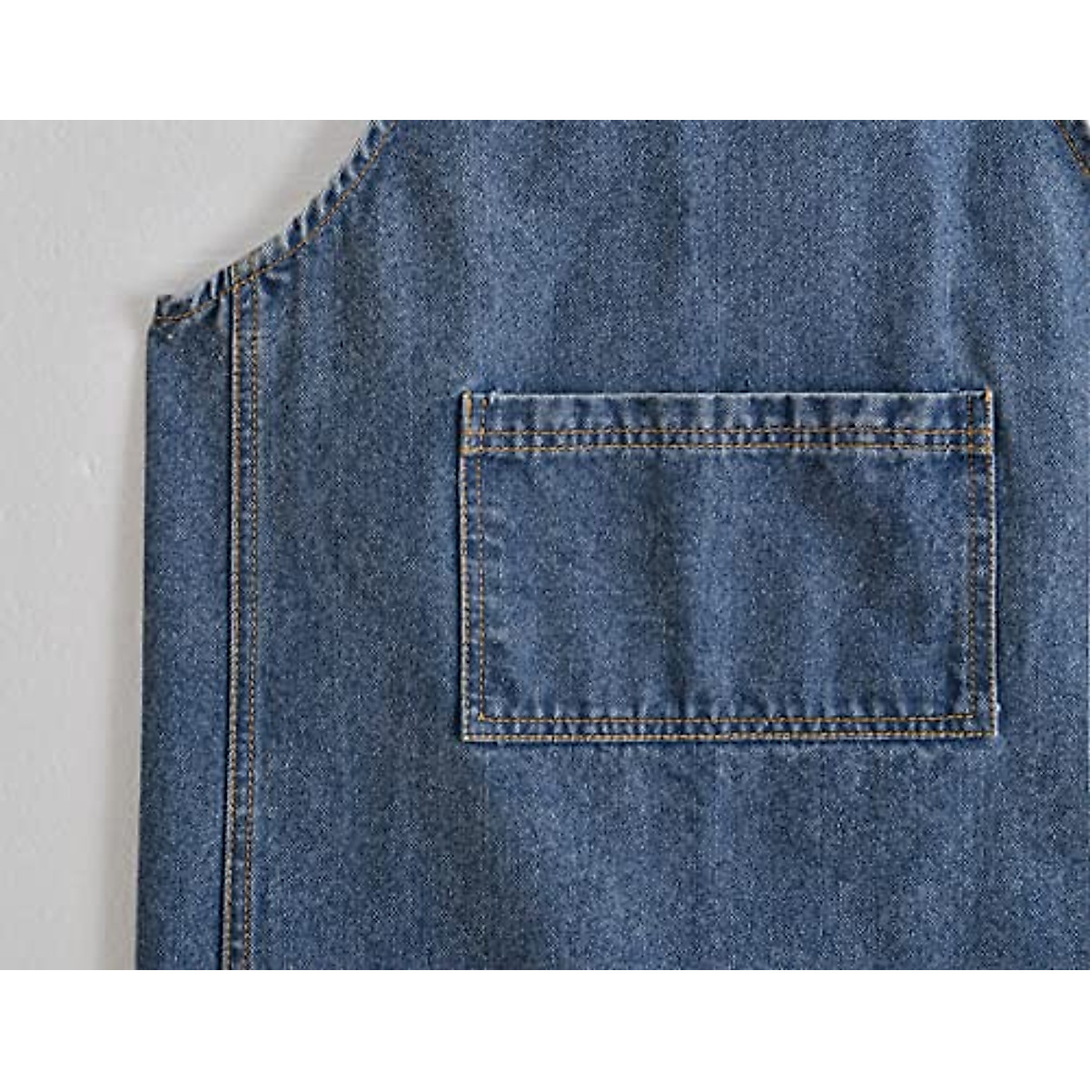 Vanoker Kids Denim Cotton Canvas Cross Back Aprons Kitchen Garden Square Children Pure Child Smock with Pocket for Baking Paint Cook (Blue, M)