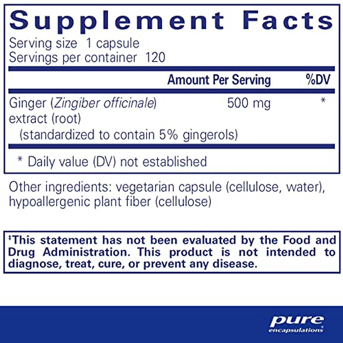 Pure Encapsulations Ginger Extract | Supplement to Support The Digestive, Musculoskeletal, and Cardiovascular Systems* | 120 Capsules