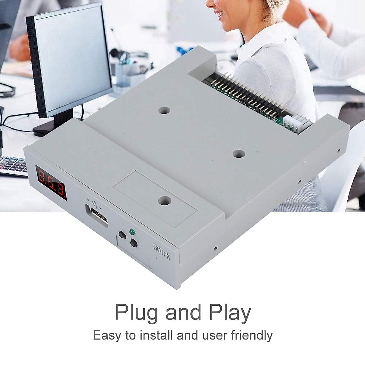 Sutinna USB Floppy Drive Emulator, SFR1M44-U100 3.5in 1.44MB USB SSD Floppy Drive Emulator Built-in Memory Plug and Play for Industrial Control Device