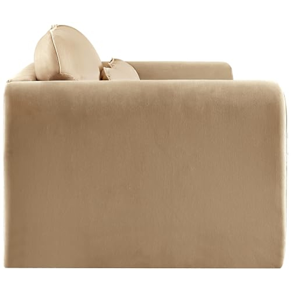 Meridian Furniture 199Camel-L Sloan Collection Modern | Contemporary Velvet Upholstered Loveseat with Soft Camel Velvet Fabric, Curved Arms, 64" W x 38" D x 31" H, Camel