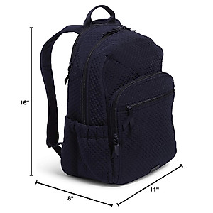 Vera Bradley Women's Microfiber Campus Backpack, Classic Black, One Size