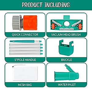 Pool Vacuum Cleaner Handheld Pool Leaf Vacuum, Pool Vacuum Brush for Above Ground Pool Inground Pool Spa Pond Hot Tub (No Garden Hose Included) (Medium, Green)