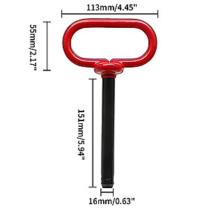 Bonsicoky 2Pcs Tractor Towing Hitch Pin and Clip, 5/8 x 6 Inch Trailer Gate Pin for Towing Tractor, RV, Truck, Boat, Car - Red Handle