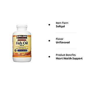 Kirkland Signature Natural Fish Oil Concentrate with Omega-3 Fatty Acids, 400 Softgels, White