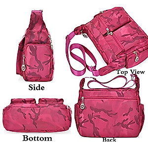 FiveloveTwo Lightweight Nylon Multi Pocket Hobo Shoulder Crossbody Bag Handbags and Purses for Women Men Top-handle Messenger Crossbody Bag Pack Totes Satchels Black Camouflage