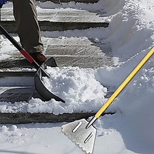 Snow Shovel Heavy Duty Steel Sidewalk Outdoor Snow Removal Ice Scraper Tools Snow Shovels Handled Snow Pusher Shovel for Snow, and Garden Debris