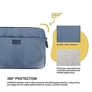 OOKIEDO 13-13.3inch Leather Laptop Sleeve for MacBook Air/Pro Leather （PU） Notebook Bag Case Stylish and Protective Computer Bag (Blueberry)
