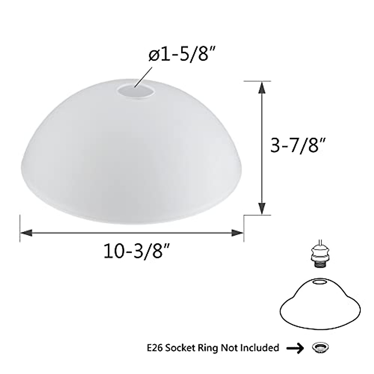 Aspen Creative 23518-11, Frosted Replacement Glass Shade for Medium Base Socket Torchiere Lamp, Swag Lamp and Pendant & Island Fixture, 10-3/8" Diameter x 3-7/8" Height