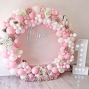 60PCS Pink and White Balloons, 12Inch Baby Light Pink White Party Balloon Set with Metallic Red Balloons, Rose Gold Confetti Helium Latex Balloons for Girls Birthday Baby Shower Wedding Decorations