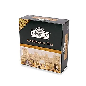 Ahmad Tea Black Tea, Cardamom Teabags (No Envelopes), 100 ct - Caffeinated and Sugar-Free