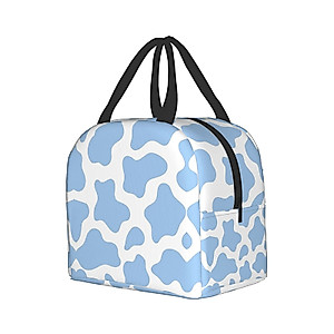 Ucsaxue Light Blue Cow Animal Lunch Bag Travel Box Work Bento Cooler Reusable Tote Picnic Boxes Insulated Container Shopping Bags For Adult Women Men