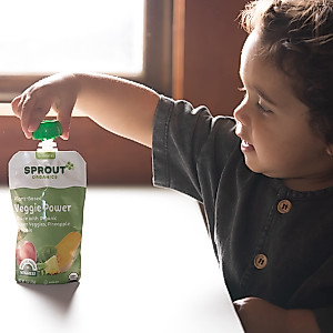 Sprout Organic Baby Food, Stage 4 Toddler Pouches, Green Veggie Power Pack, 4 Oz, Pack of 12